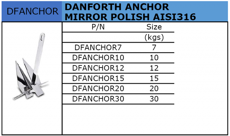 DANFORTH ANCHOR - HITONG Rigging hardware